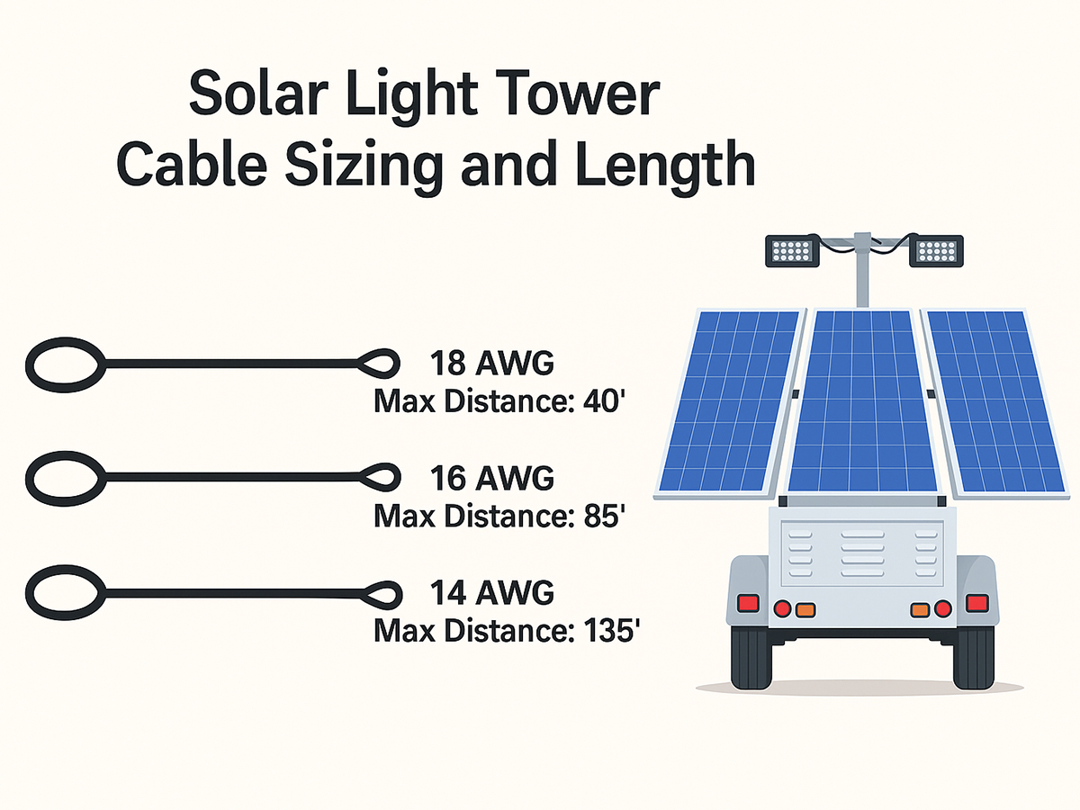 Solar Light Tower Cable Sizing and Length Guide for 2025